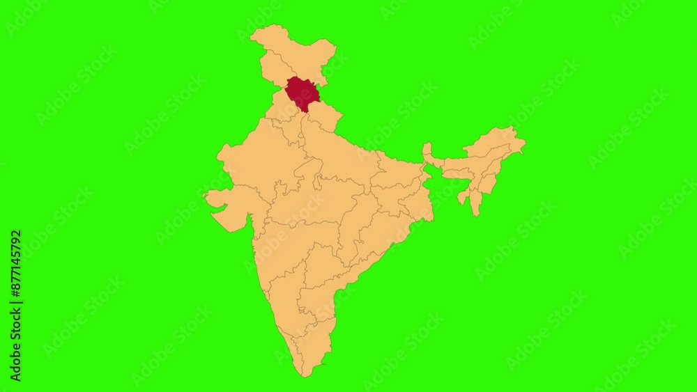 Himachal Pradesh map animated video. Map Highlighted on the India map ...