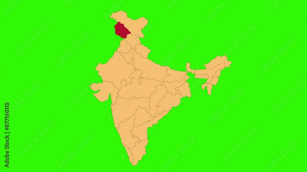 Jammu & Kashmir map animated video. Map Highlighted on the India map ...