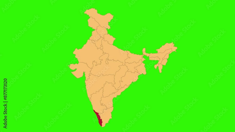 Kerala map animated video. Map Highlighted on the India map with ...