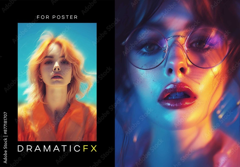Dramatic Poster Photo Effect Mockup Stock Template | Adobe Stock