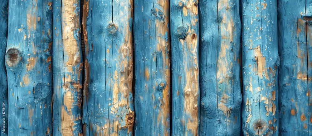 Vertical sky blue logs create a stylish log board wall texture ...