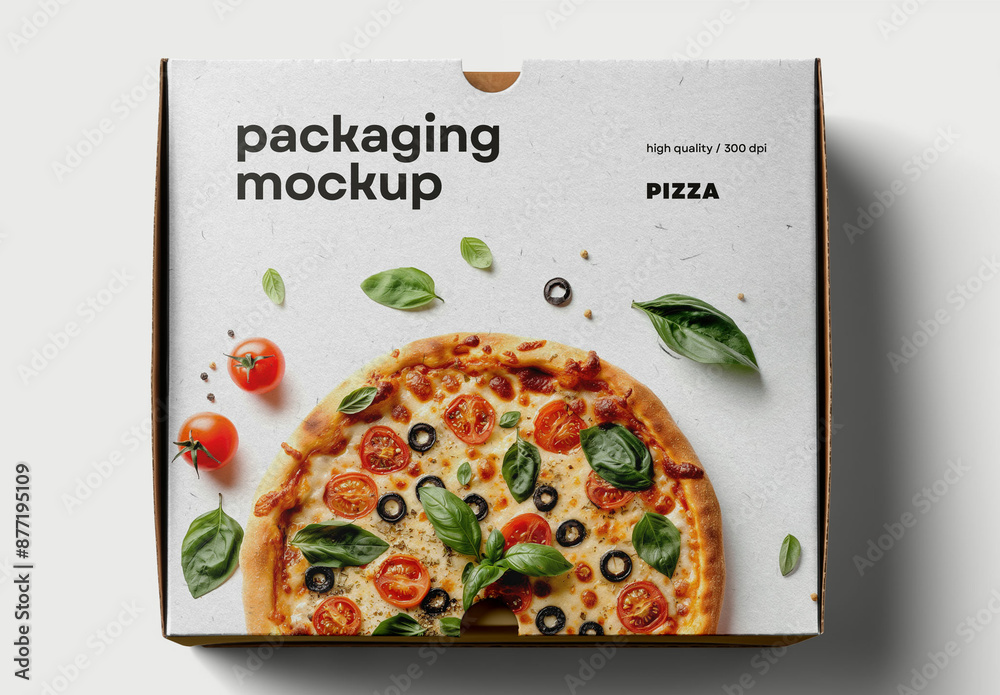 Pizza Packaging Box Mockup Generated with AI Stock Template | Adobe Stock