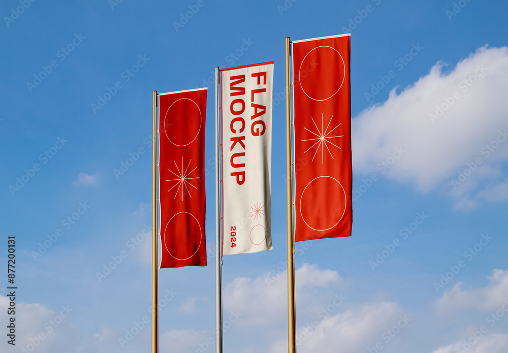 Three Flag Mockups Stock Template | Adobe Stock