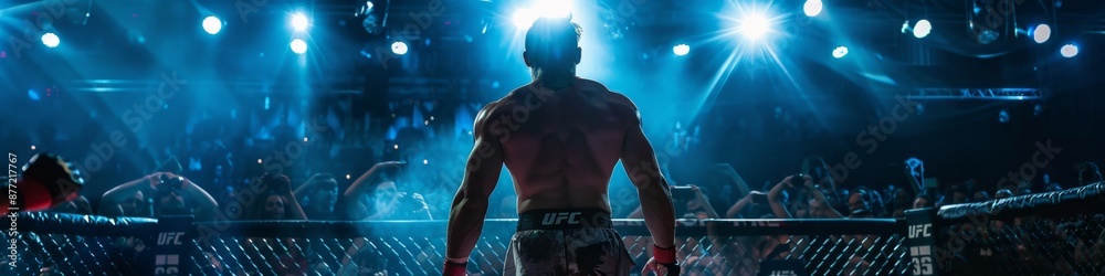 Fierce MMA Fighters Entering the Octagon, Surrounded by Excited Fans in ...