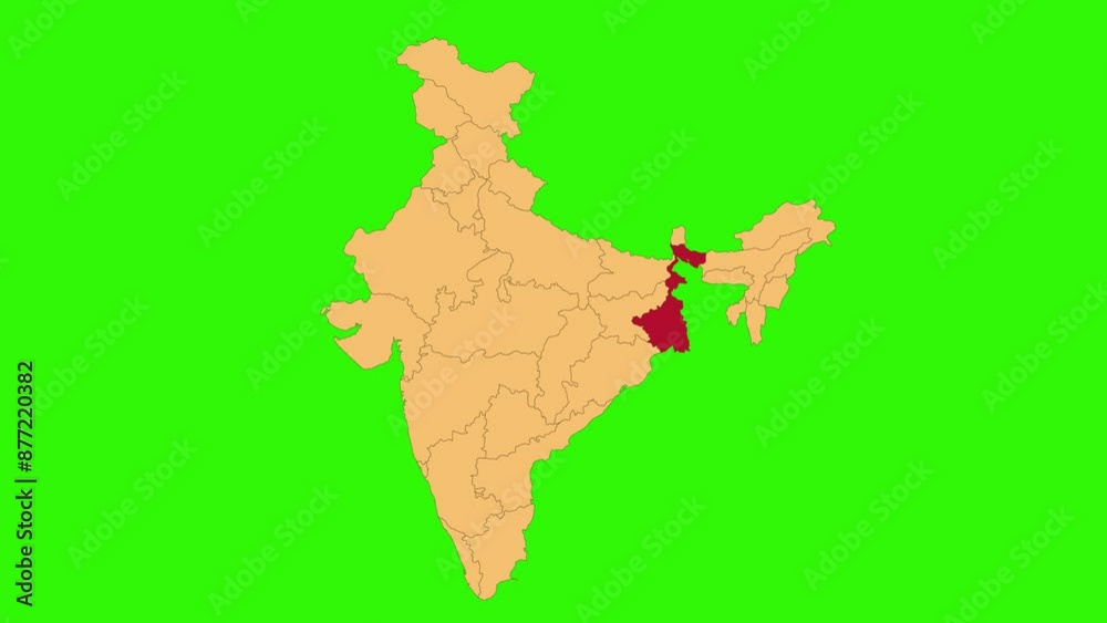 West Bengal map animated video. Map Highlighted on the India map with ...