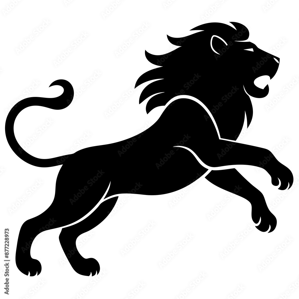 lion jumps icon vector silhouette vector art illustration Stock Vector ...