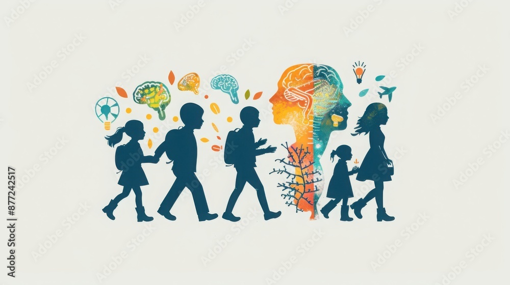 ภาพประกอบสต็อก Vector illustration showing stages of human growth from ...