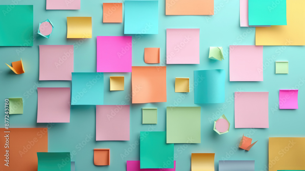 Flat design illustration of colorful sticky notes for mind mapping ...