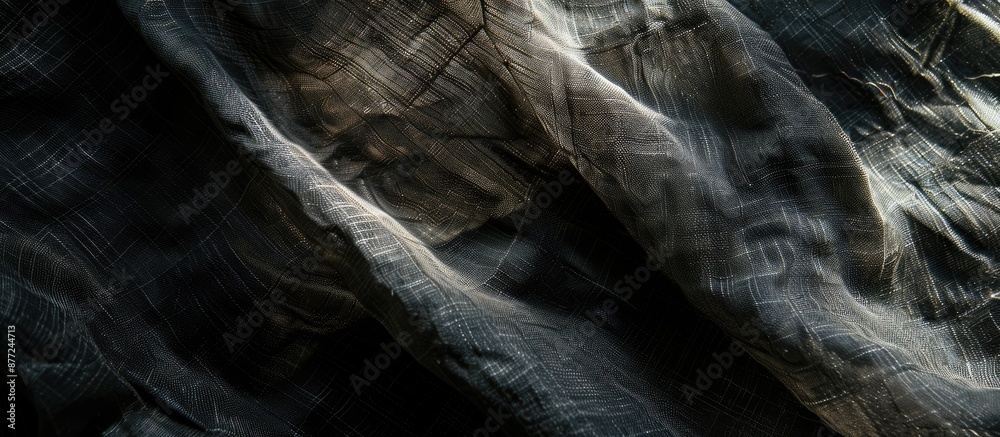 Scratched fabric texture on black backdrop and a shiny silver reflector ...