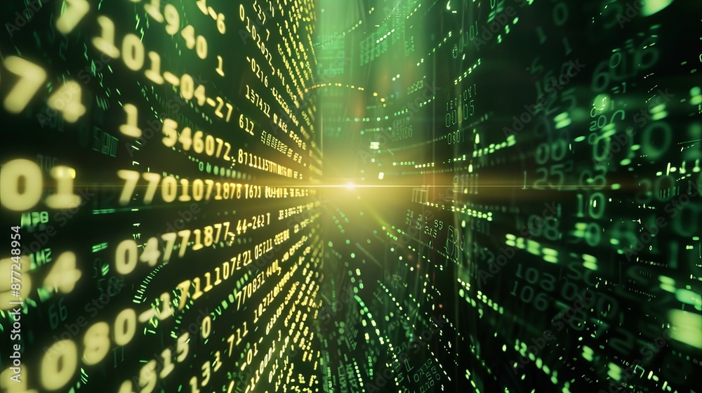 Abstract Digital Matrix Background with Binary Code Numbers, Futuristic ...