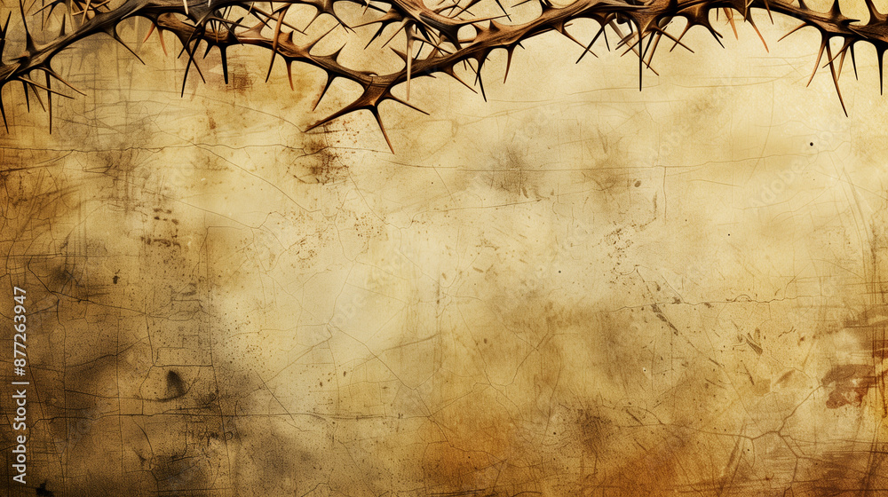 An old, spiky crown is visible against the vintage background. Its ...