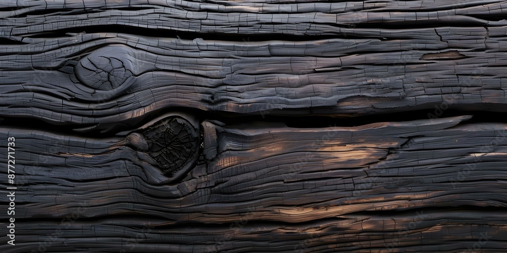 Charred wood plank with rich brown tones Shou sugi ban technique ...