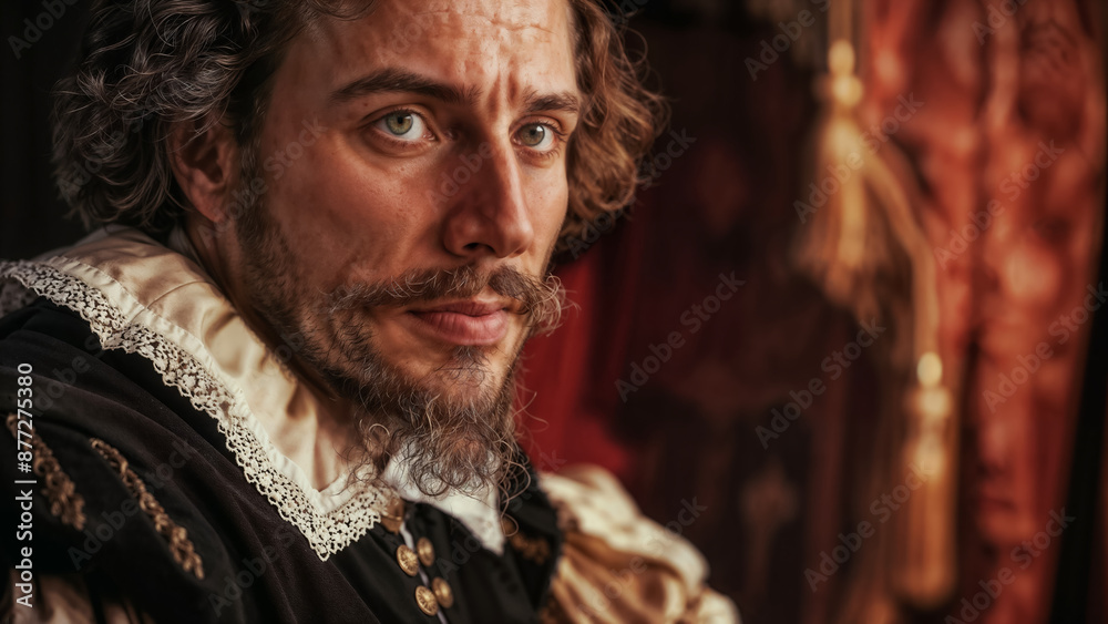 William Shakespeare - realistic portrait with handwritten text in ...
