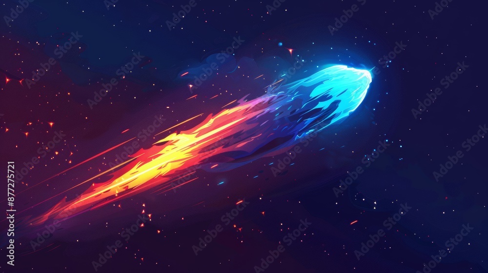 VFX 3d game interface design with an abstract neon magic missile ...