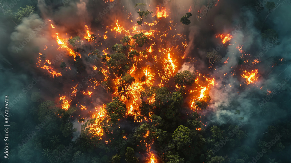 laser is burning the forest, monkeys in the forest are burning, laser ...