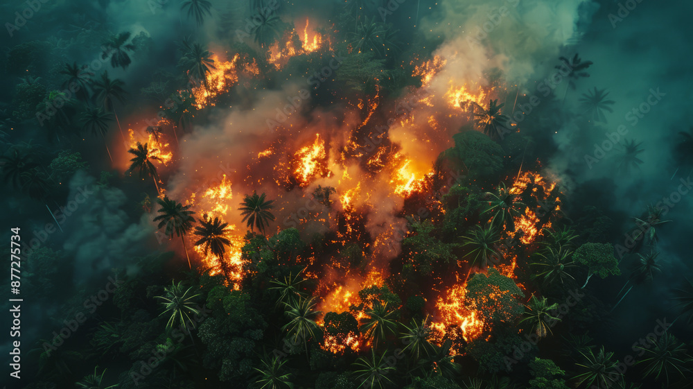 Foto de laser is burning the forest, monkeys in the forest are burning ...