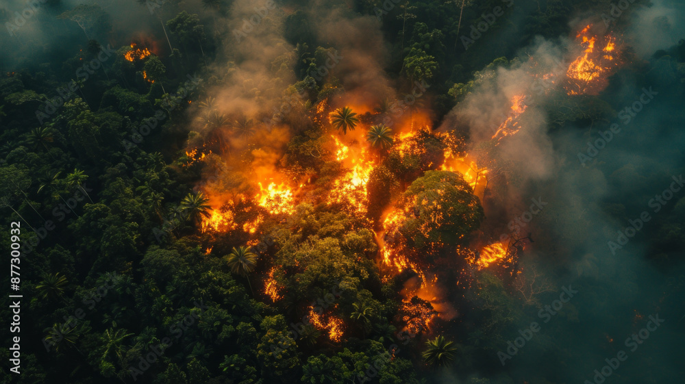 laser is burning the forest, monkeys in the forest are burning, laser ...