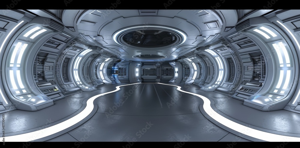 HDRI map, futuristic sphere with control panels, panorama background ...