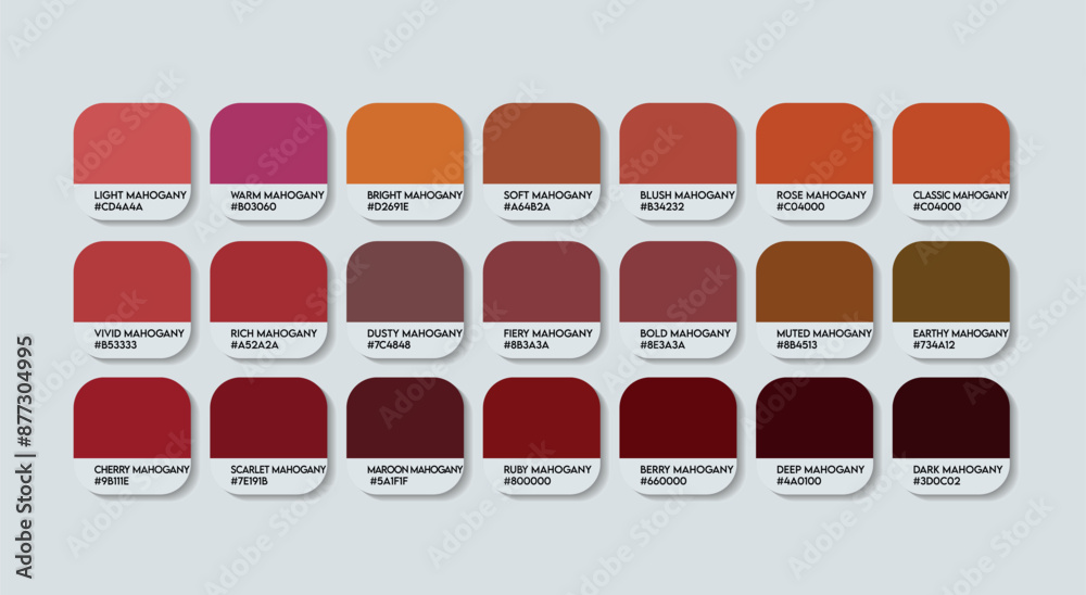 Mahogany Color Palette, Mahogany Color Guide Palette with Color Names ...