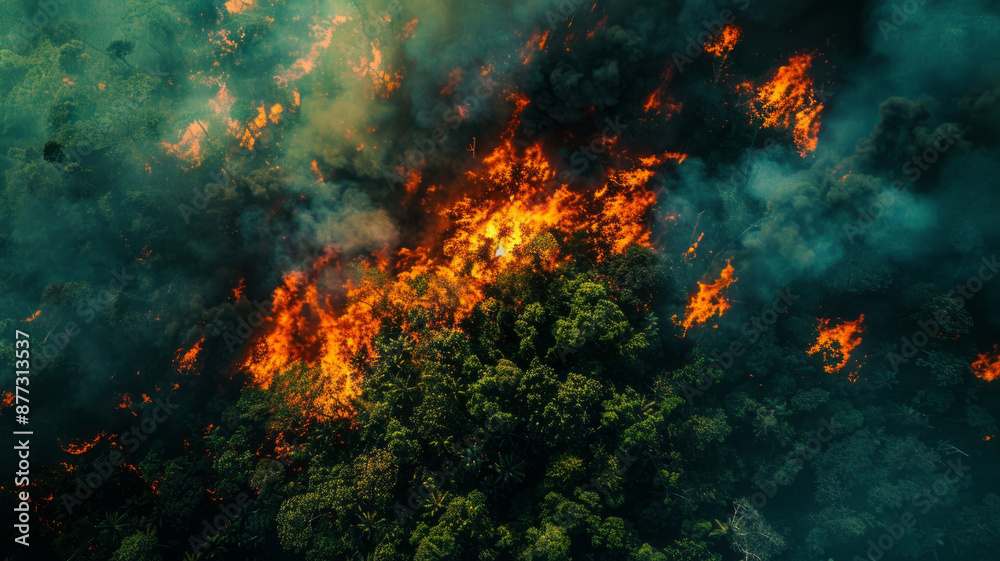 laser is burning the forest, monkeys in the forest are burning, laser ...