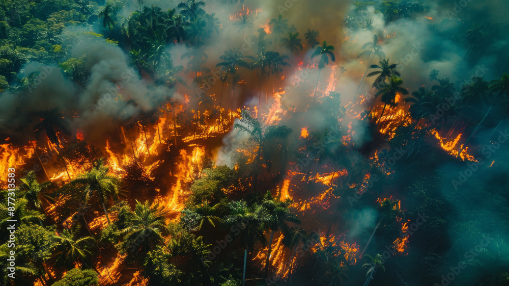 laser is burning the forest, monkeys in the forest are burning, laser ...