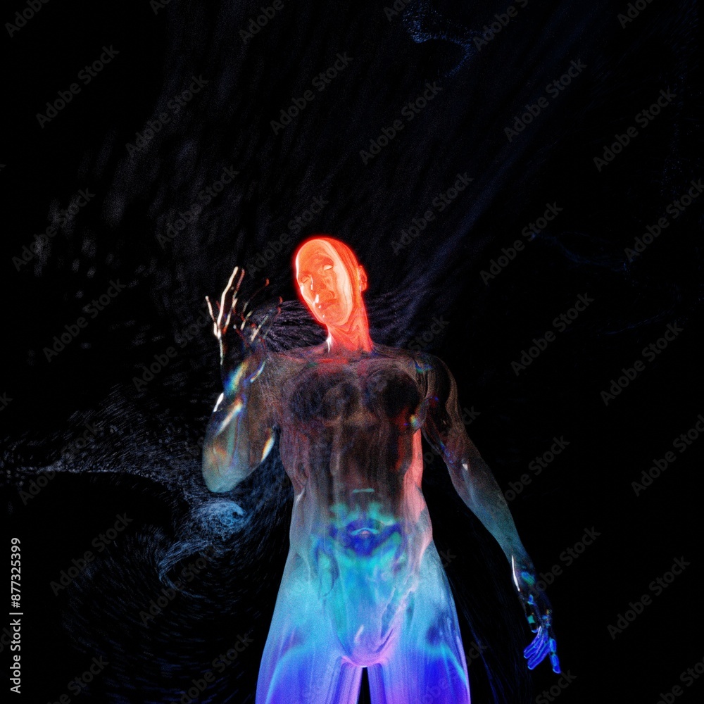 The creator, the creative process in the human brain, a 3D concept. A ...