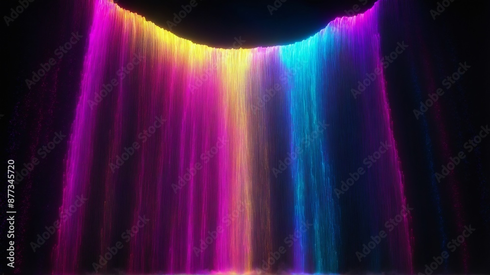 A Vibrant Light Waterfall, a vibrant cascade of light, radiating a ...