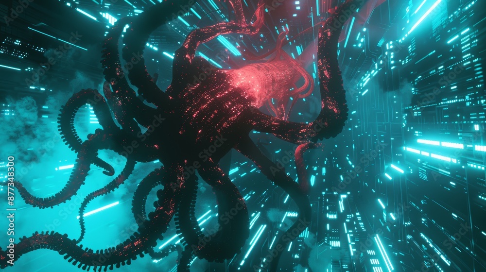 Data center AI brain. Danger to humanity, future risk of bad scenario ...