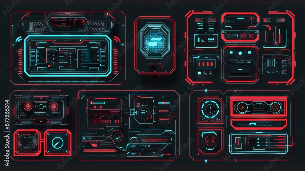 Set of elements for the user interface of a game application. HUD, GUI ...