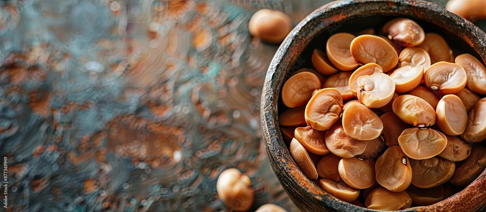 Close up image of dried fava beans Vicia faba showcasing them as a ...