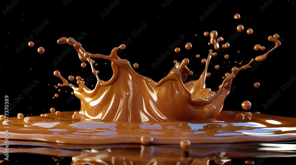 Caramel splash milk sauce chocolate liquid background cream explosion ...