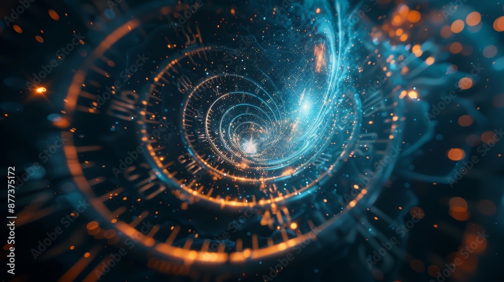 Technology of time travel background with clock concept and time ...