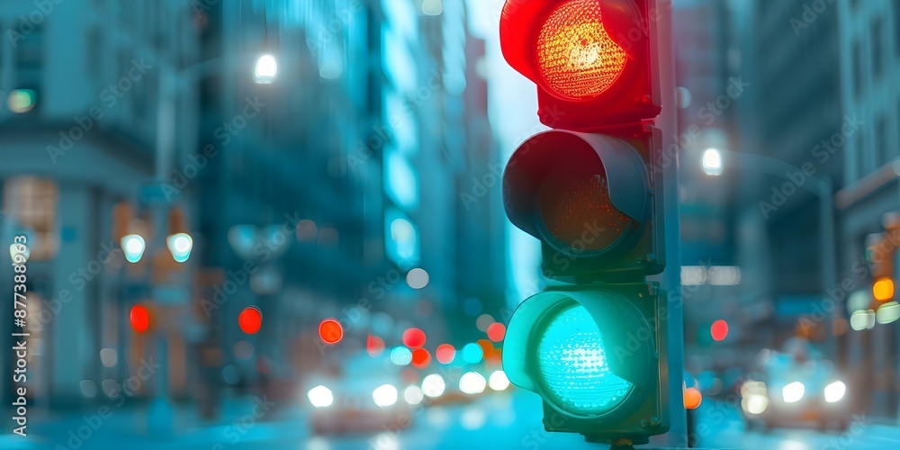 Traffic Lights in a City Intersection Up Close and Personal. Concept ...