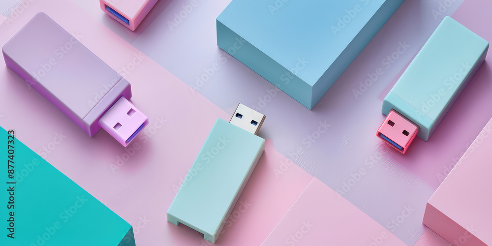 Variety of usb flash drives in different colors and sizes. Assortment ...