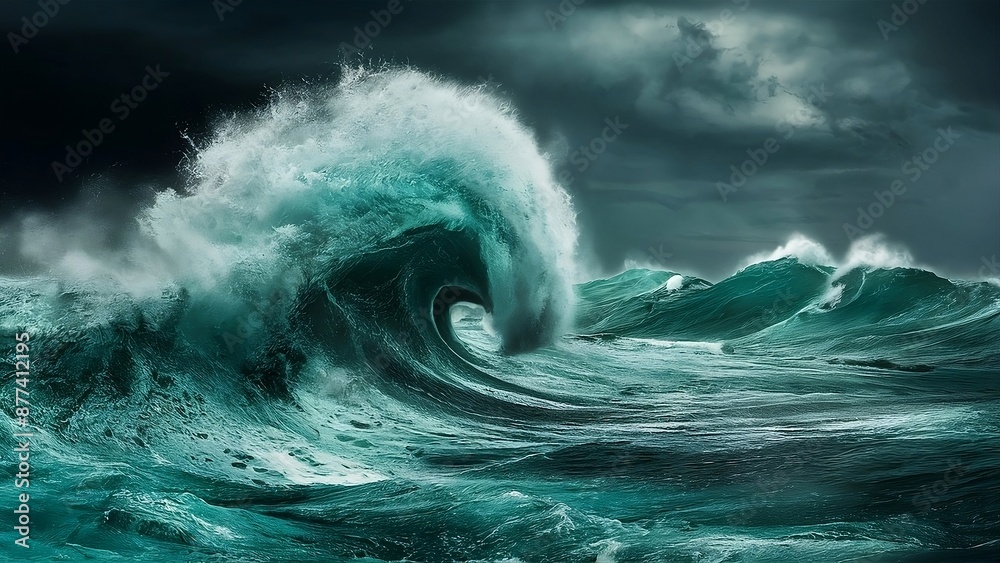 Vortex hurricane storm waves crashing cyclone storming sea splashing ...