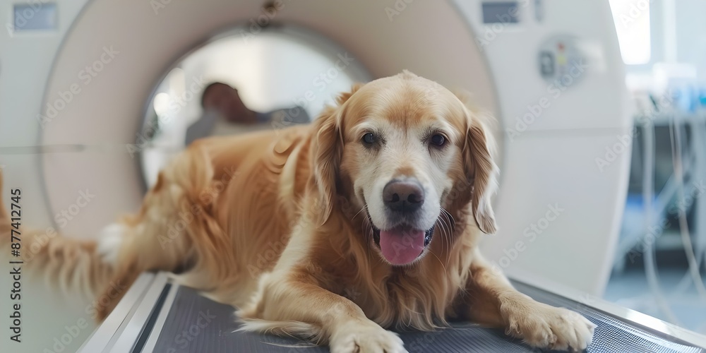 Vet preparing dog for lumbar spine MRI scan. Concept Veterinary ...