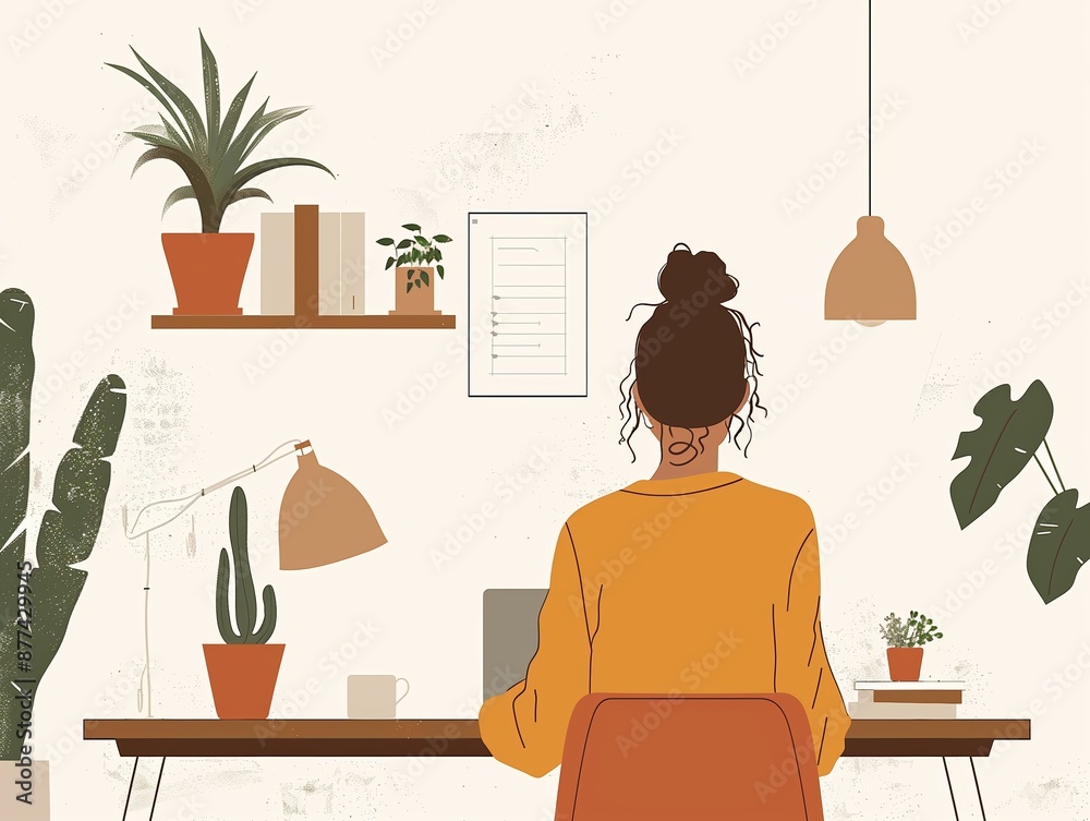 Minimalistic affirmation card of a female entrepreneur working remotely ...