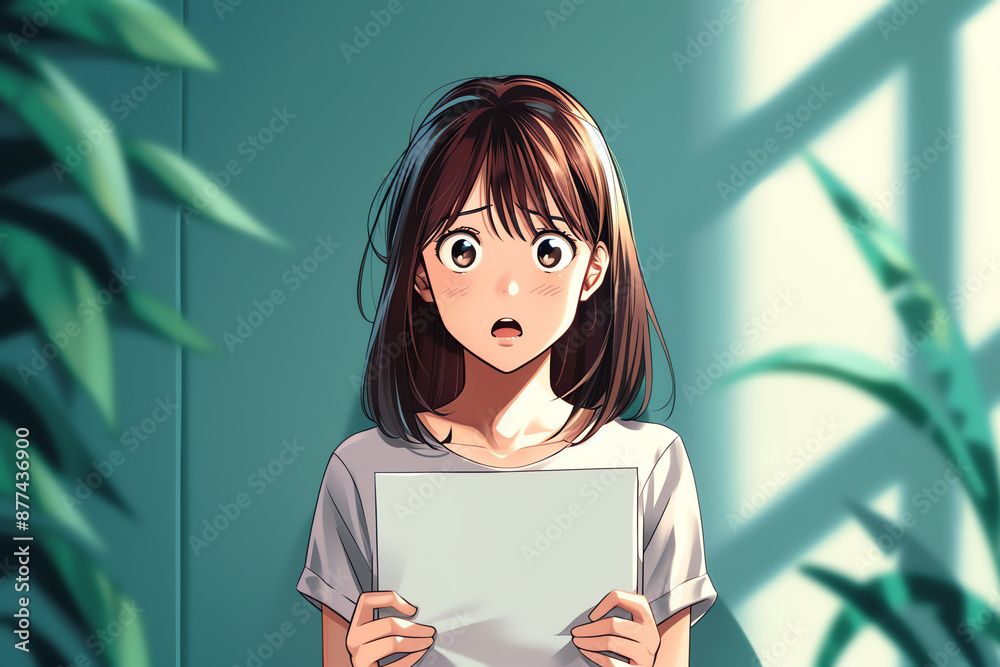 Girl blushing while holding a love letter, Shy romance, Manga ...
