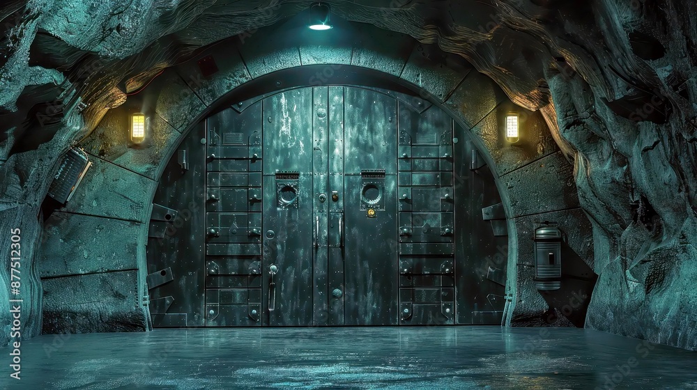 Modern Secret Bunker with Reinforced Steel Doors and Dimly Lit Passages ...