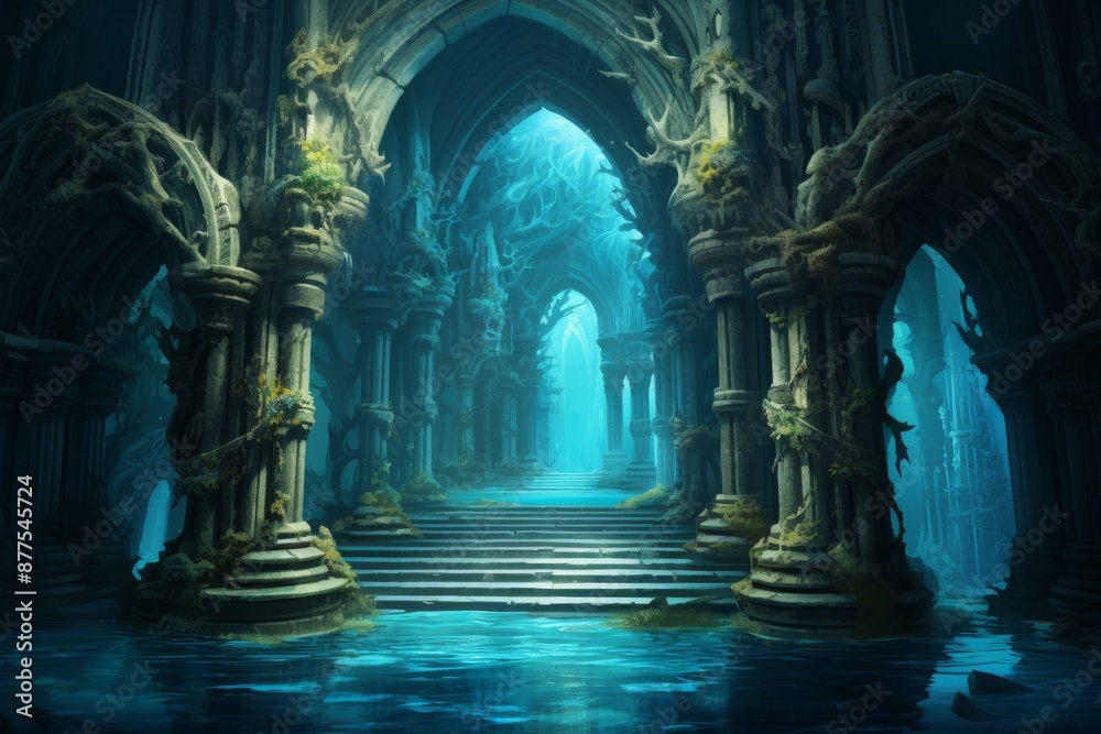 Discover the enigmatic and mystical underwater temple ruins with gothic ...