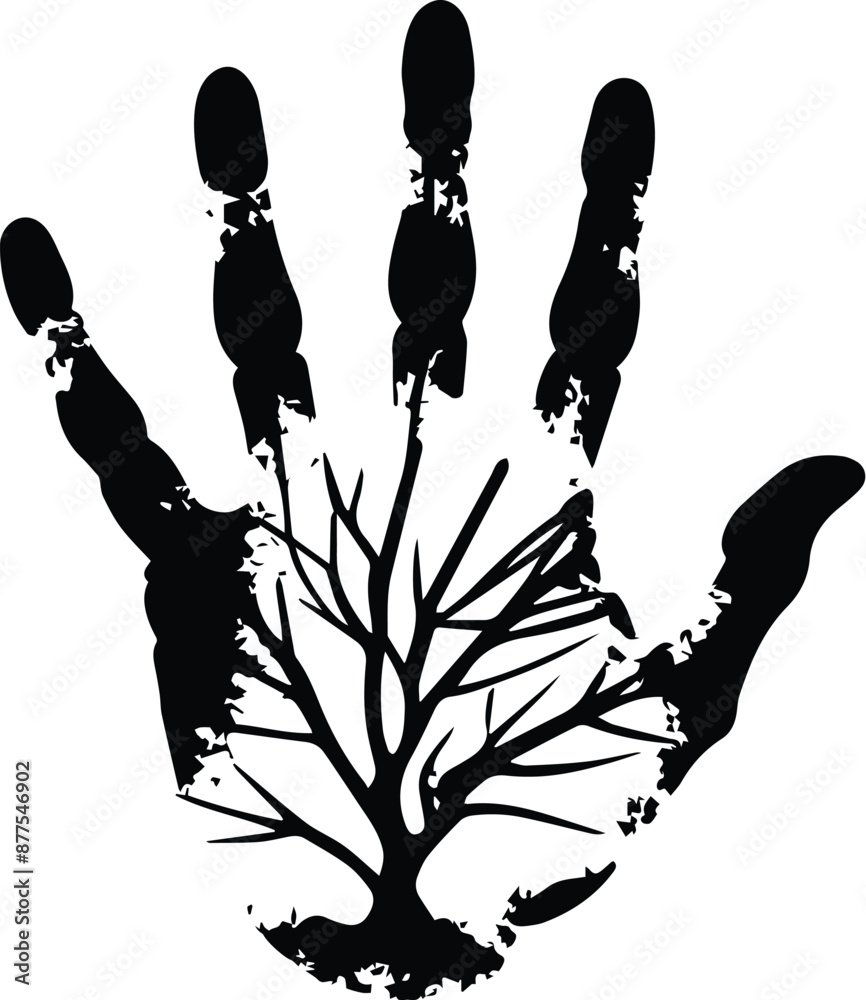 Vetor de Hand Print, Hand tree branches Embroidery Design - Branch tree ...