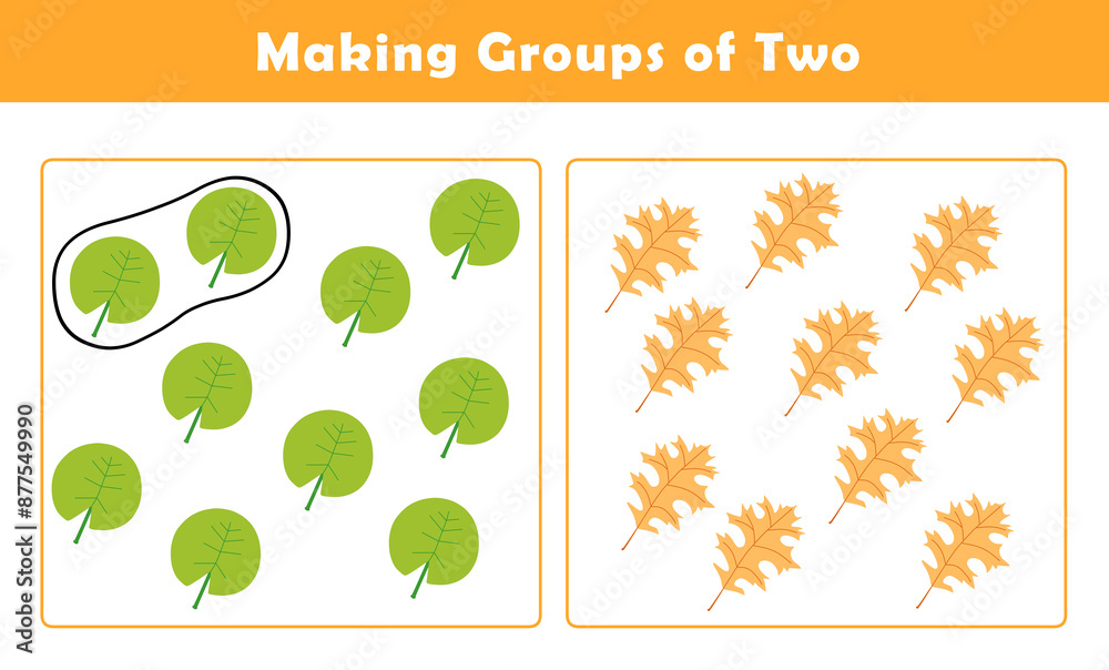 Making Groups of Two Worksheet. Grouping Picture Math Activity for Kids ...