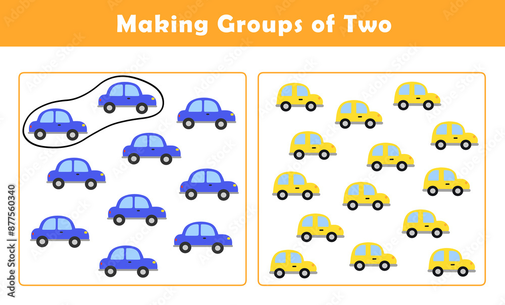 Making Groups of Two Worksheet. Grouping Picture Math Activity for Kids ...