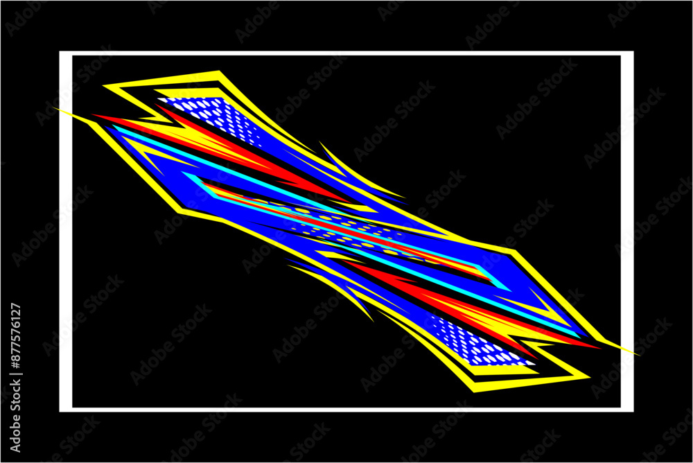 vector racing decal design with unique line patterns, bright colors ...