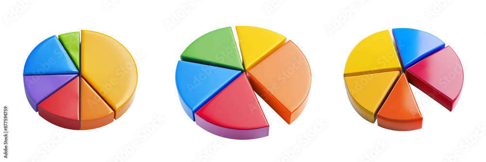 Set of A Colorful pie chart version of the uno logo on a transparent ...