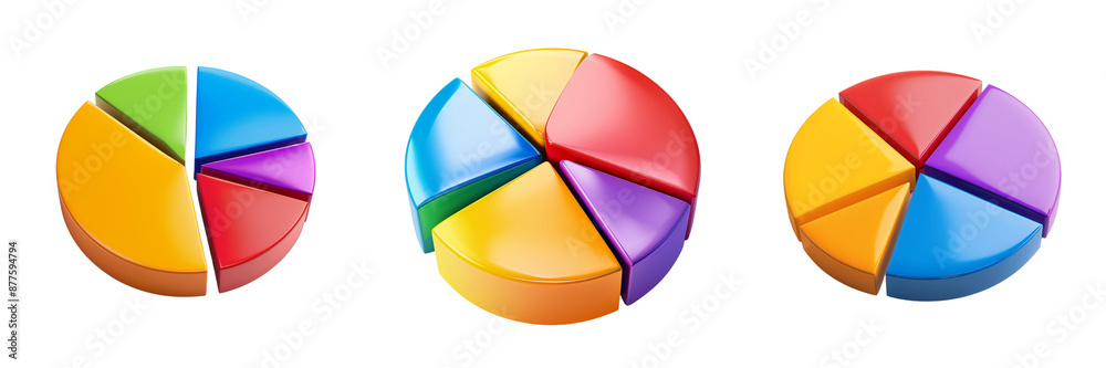 Set of A Colorful pie chart version of the uno logo on a transparent ...