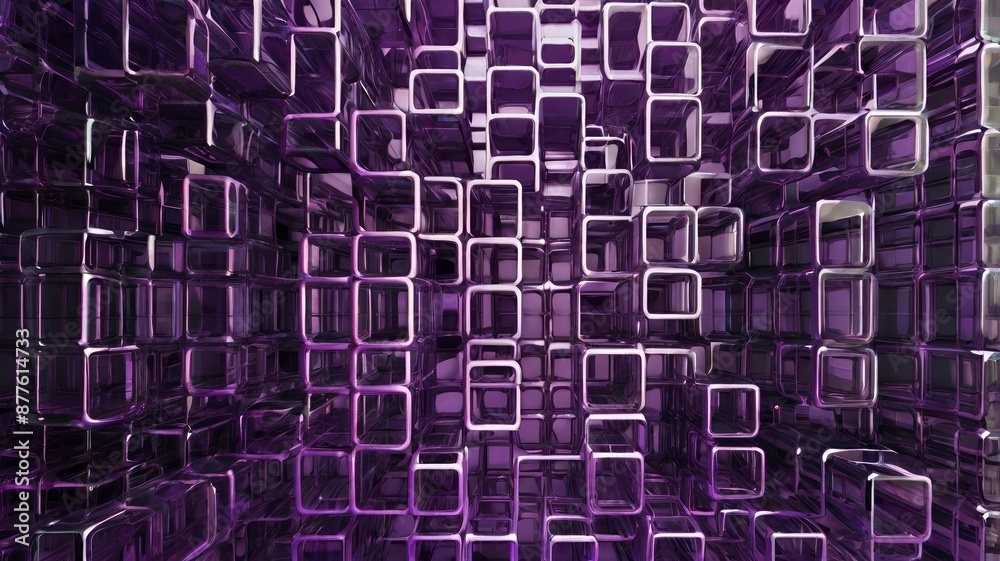 Abstract geometric pattern with transparent purple cubes arranged in a ...