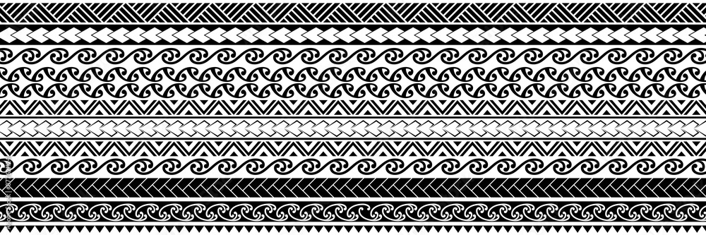 Polynesian Maori pattern design illustration. Straight line pattern ...