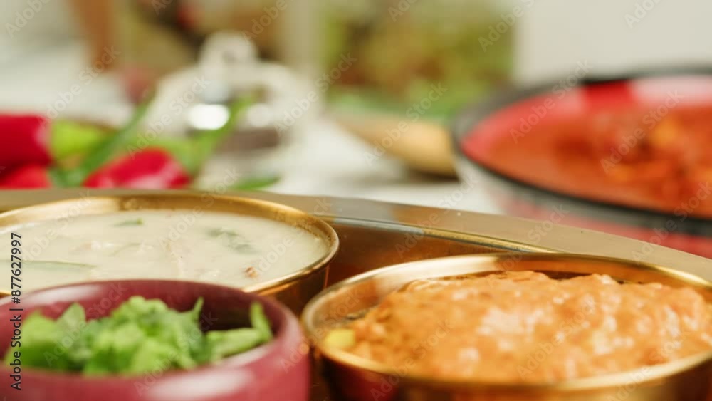 Assorted indian Sri Lankan food set on wooden background. Dishes and ...