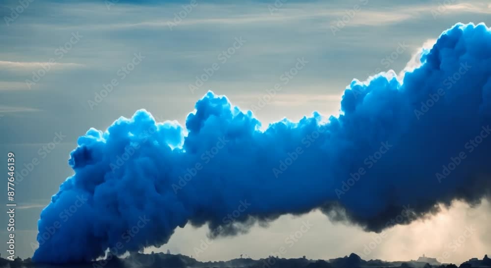 Blue smoke Cold air flow from air conditioner effect Isolated air light ...